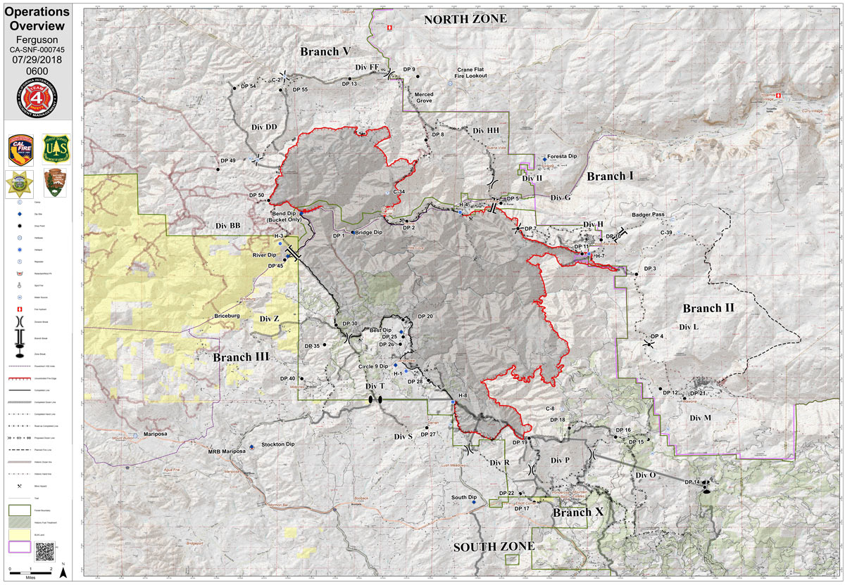 Ferguson Fire Near Yosemite National Park in Mariposa County Sunday ...