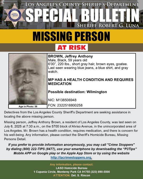 Los Angeles County Sheriff Seeks Public’s Help Locating At-Risk Missing ...
