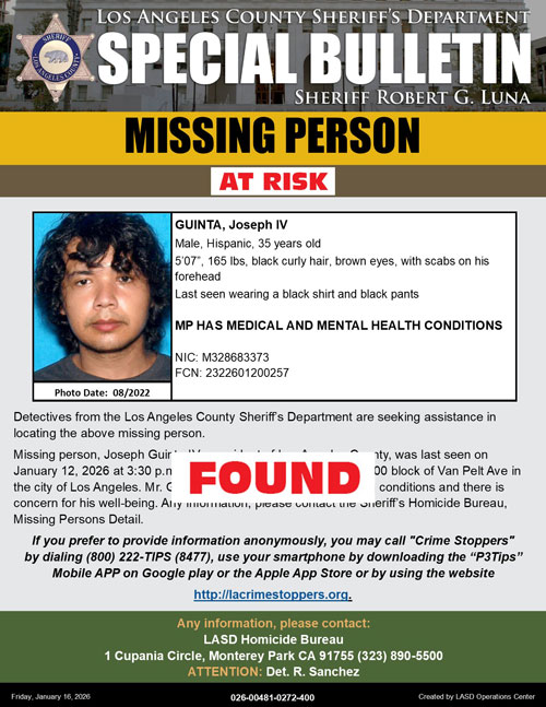 Los Angeles County Sheriff Seeks Public’s Help Locating At-Risk Missing ...