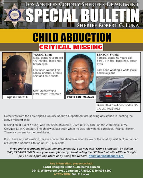 Los Angeles County Sheriff Seeks Public’s Help Locating Abducted ...